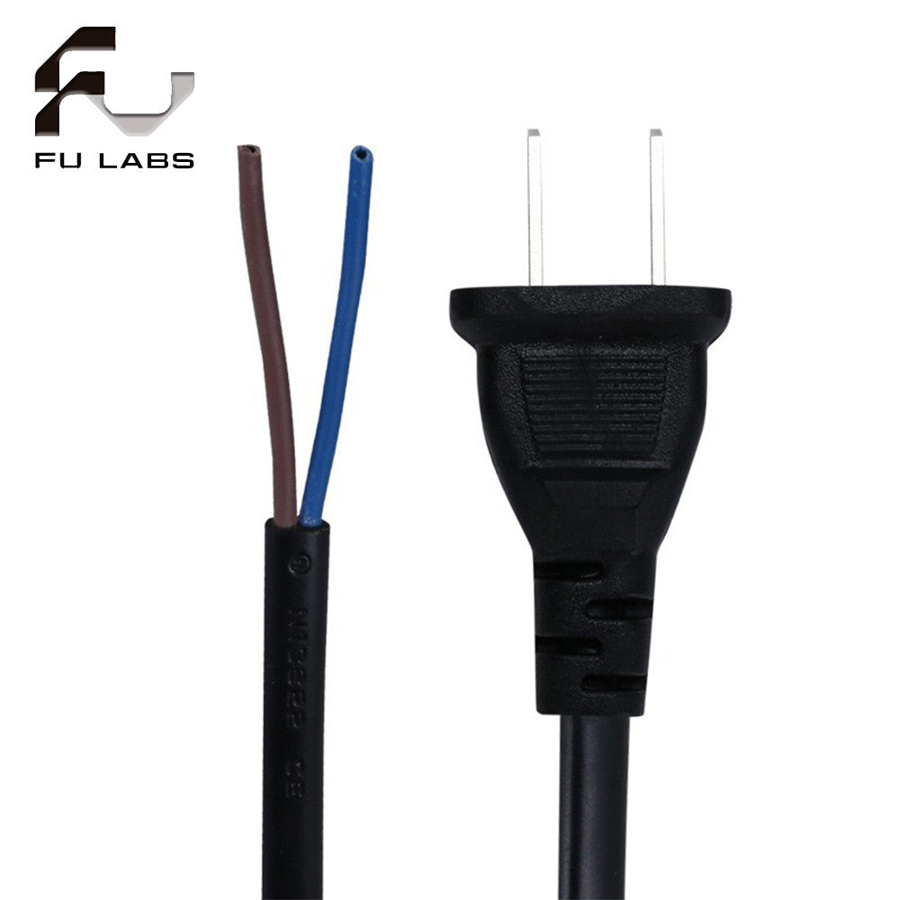 0.5mm² 2-Core 1.2m Power Cable with 2-Pin Plug 220V AC – Fu-labs